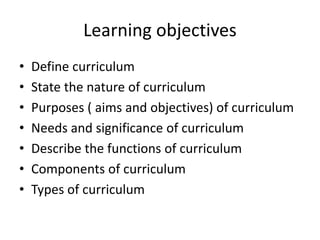 Concept of curriculum | PPTX