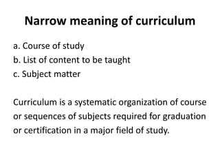 Concept of curriculum | PPTX