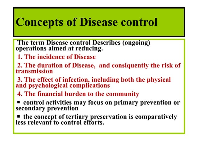 Concept of disease control and concept of disease prevention | PPT
