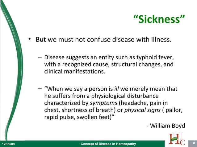 Concept Of Disease In Homoeopathy V1.2 | PPT | Diseases and Conditions ...