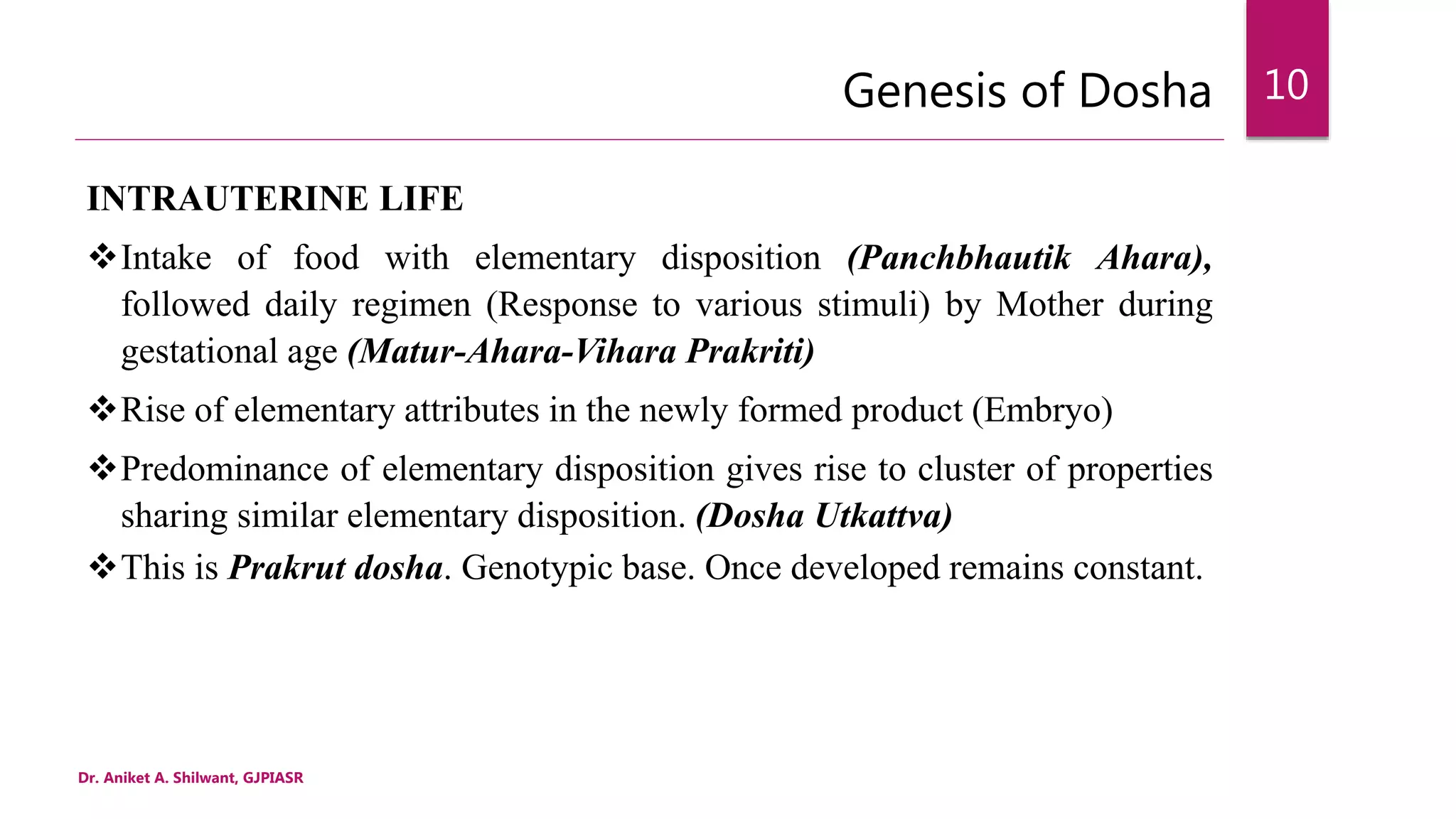 CONCEPT OF DOSHA IN AYUVREDA | PPTX