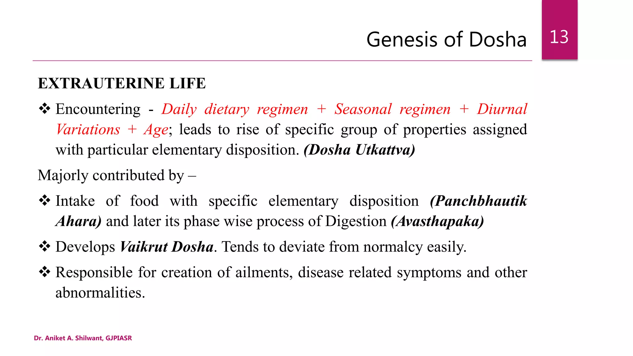CONCEPT OF DOSHA IN AYUVREDA | PPTX