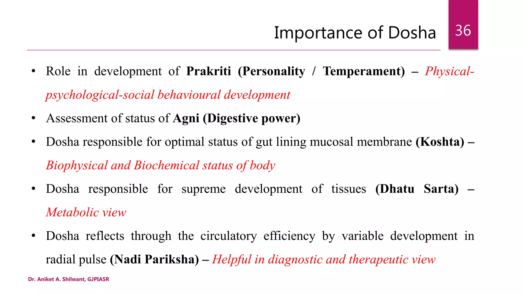 CONCEPT OF DOSHA IN AYUVREDA | PPTX