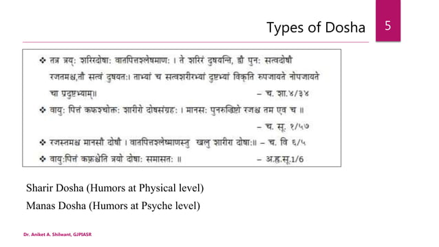 CONCEPT OF DOSHA IN AYUVREDA | PPTX