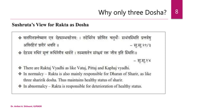 CONCEPT OF DOSHA IN AYUVREDA | PPTX