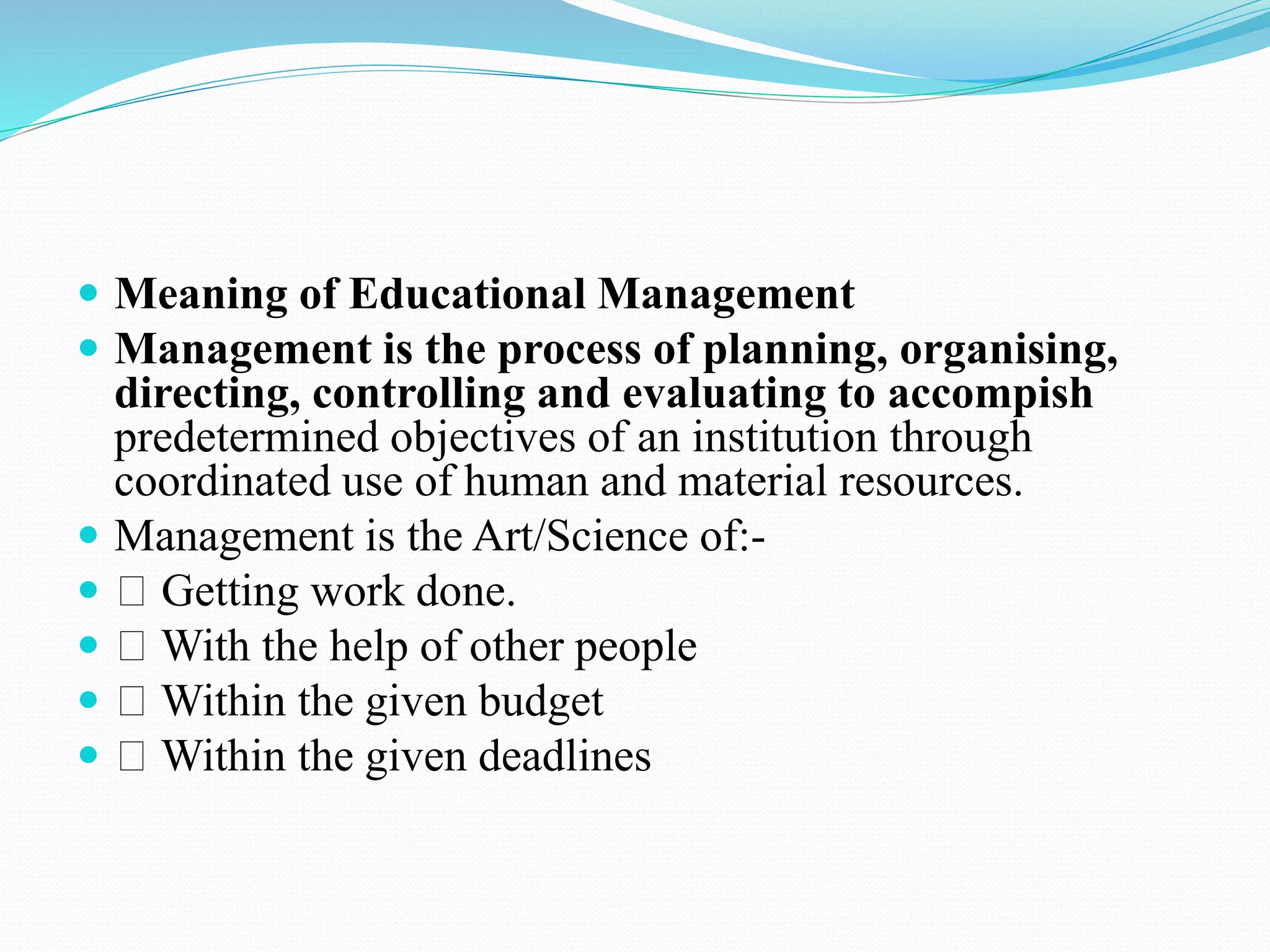 concept of educational management | PDF