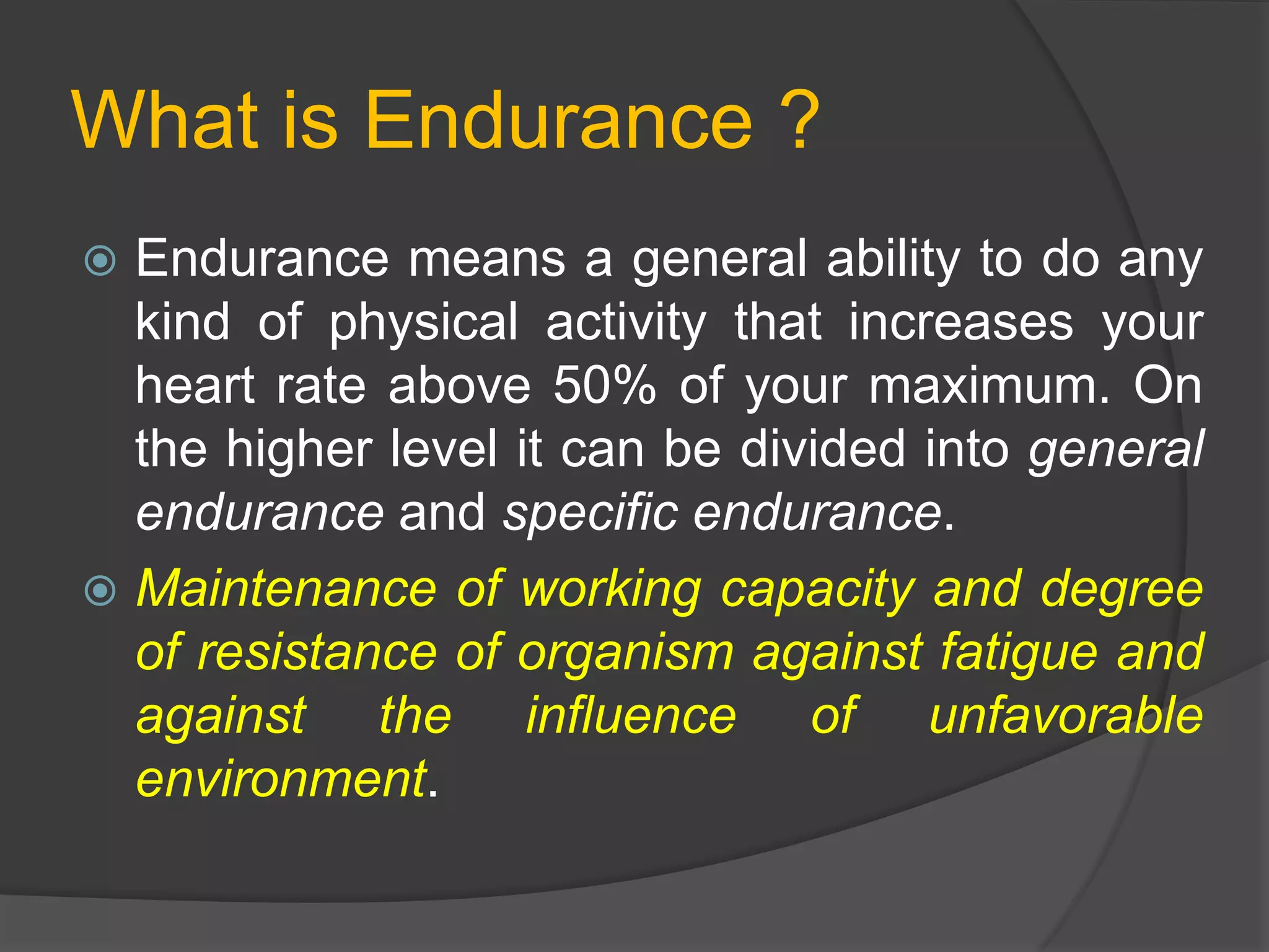 Concept of Endurance training | PPTX