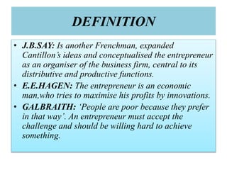 Concept of entrepreneur and entrepreneurship , types of entrepreneur | PPT