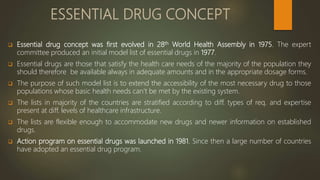 Concept of essential drugs and rational use of drugs | PPTX