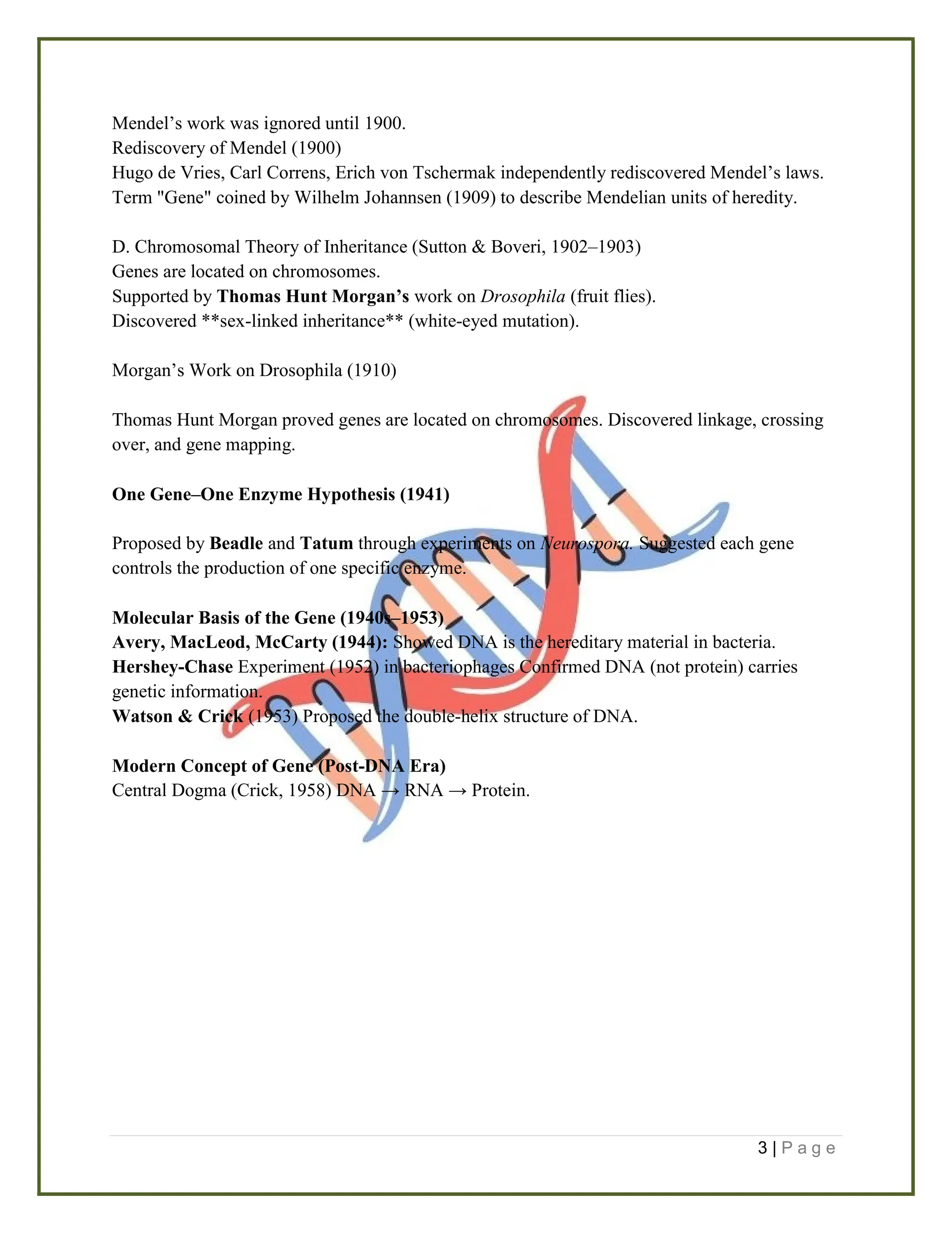 CONCEPT OF GENE- HISTORY- BASICS OF GENE | PDF