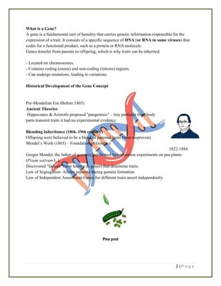 CONCEPT OF GENE- HISTORY- BASICS OF GENE | PDF