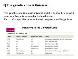 Concept of genetic code and its properties | PPTX