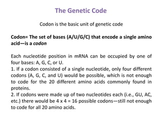Concept of genetic code and its properties | PPTX
