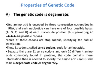 Concept of genetic code and its properties | PPTX