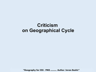 Concept of geomorphic cycle | PDF