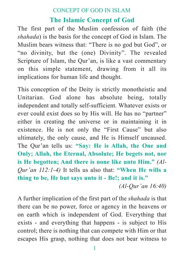 Concept of god in islam | PDF | Islam | Religion & Spirituality