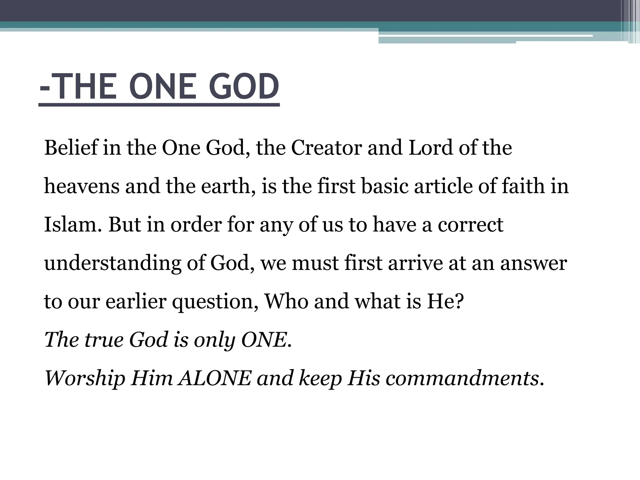 concept of God in Islam.pptx by Fouzia ajmal | PPTX