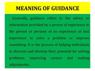 Concept of guidance by dr. r n lenka & mrs. k singh | PPT