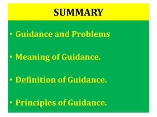 CONCEPT & PRINCIPLES OF GUIDANCE by Dr. R N Lenka | PPTX