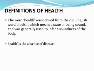 Concept of health | PPTX | Mental Health | Diseases and Conditions