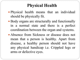 Concept, Dimension, Determinants, and Indicators of health | PDF
