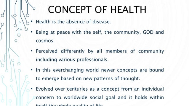 Concept of Health and Wellbeing | PPTX | Medical Health