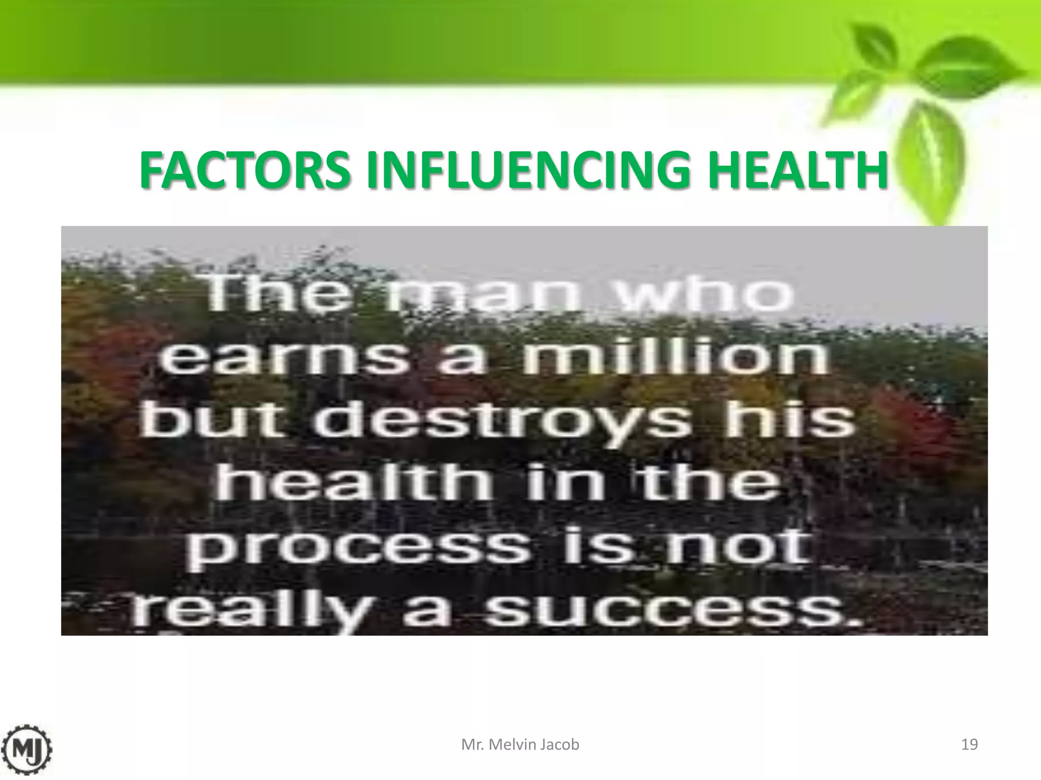 Concept of health, factors affect | PPTX