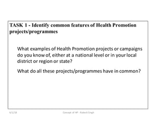 Concept of Health Promotion | PDF