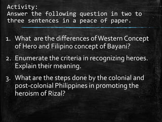 Concept of hero in filipino culture and history (RIZAL) | PPTX