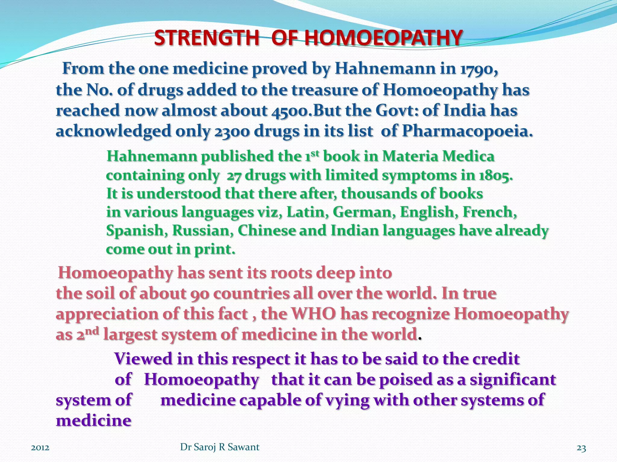 Concept of homoeopathic materia medica | PPTX