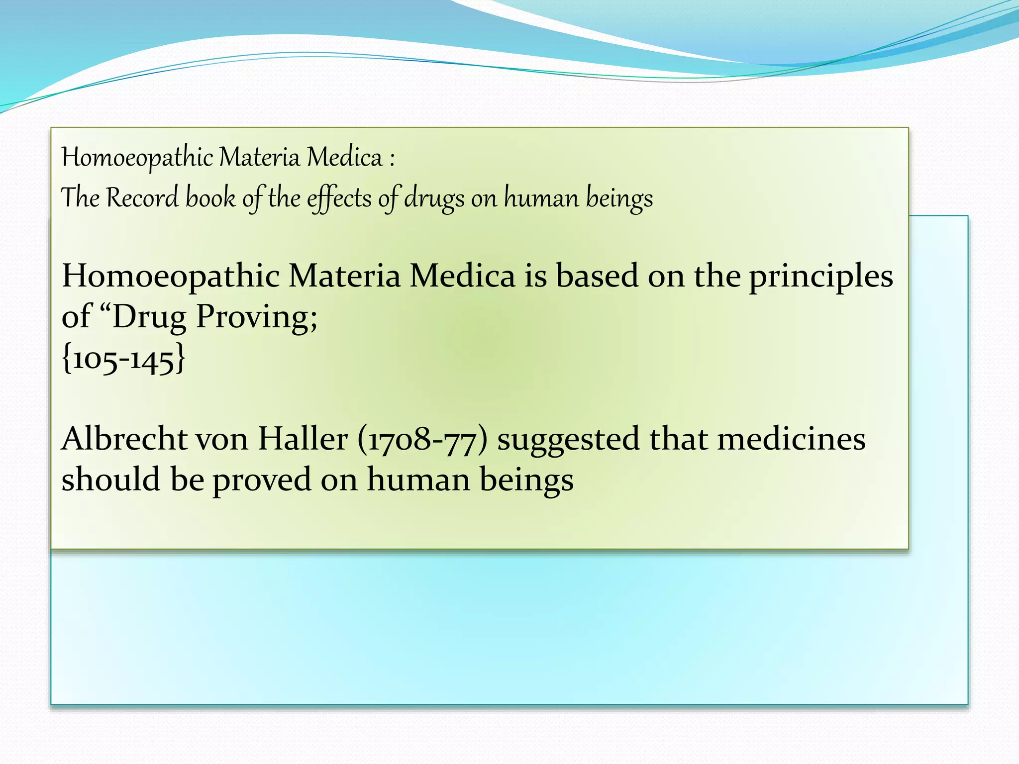 Concept of homoeopathic materia medica | PPTX | Holistic Health ...