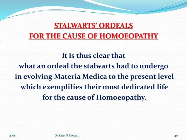 Concept of homoeopathic materia medica | PPTX | Holistic Health ...
