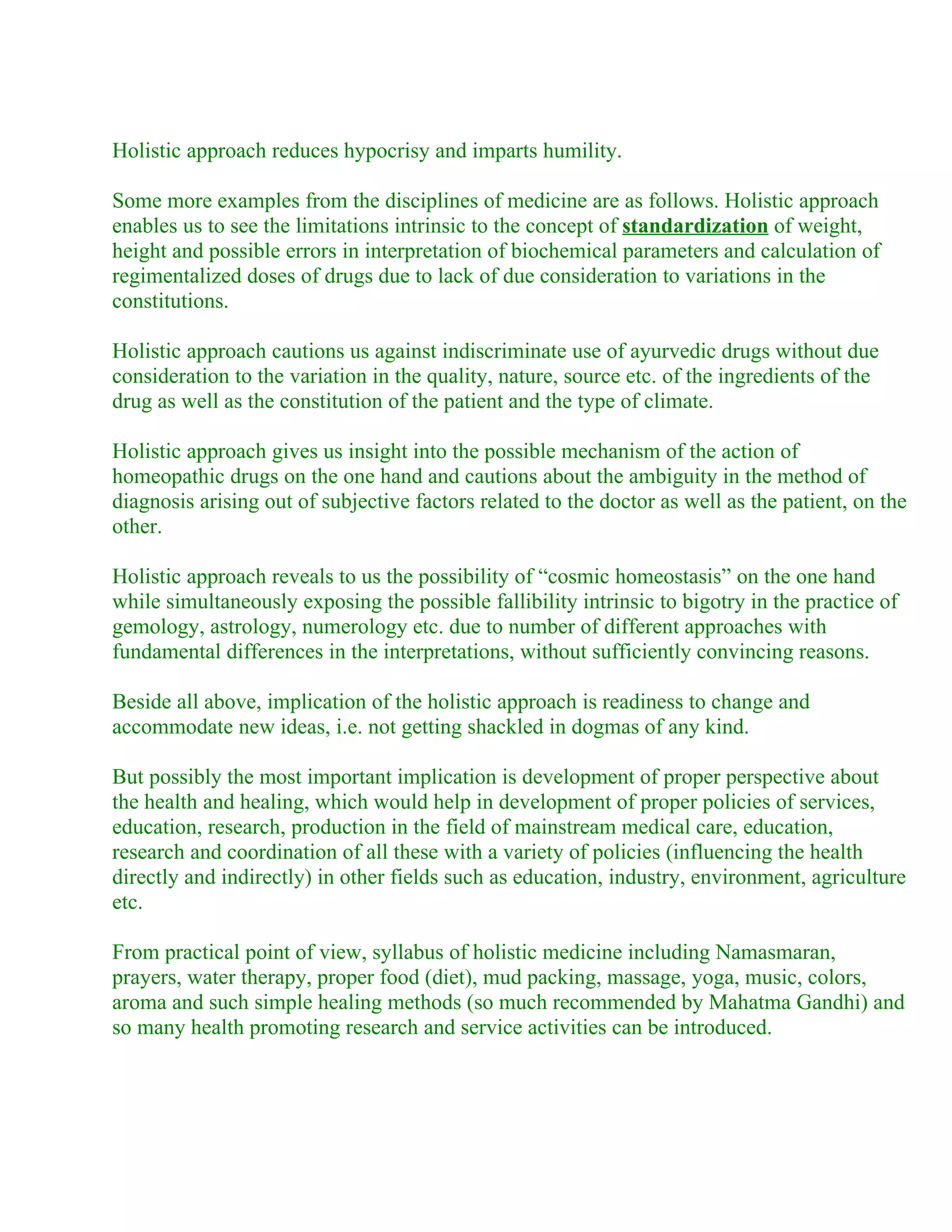 Concept Of Holistic Medicine Dr. Shriniwas Kashalikar | DOC