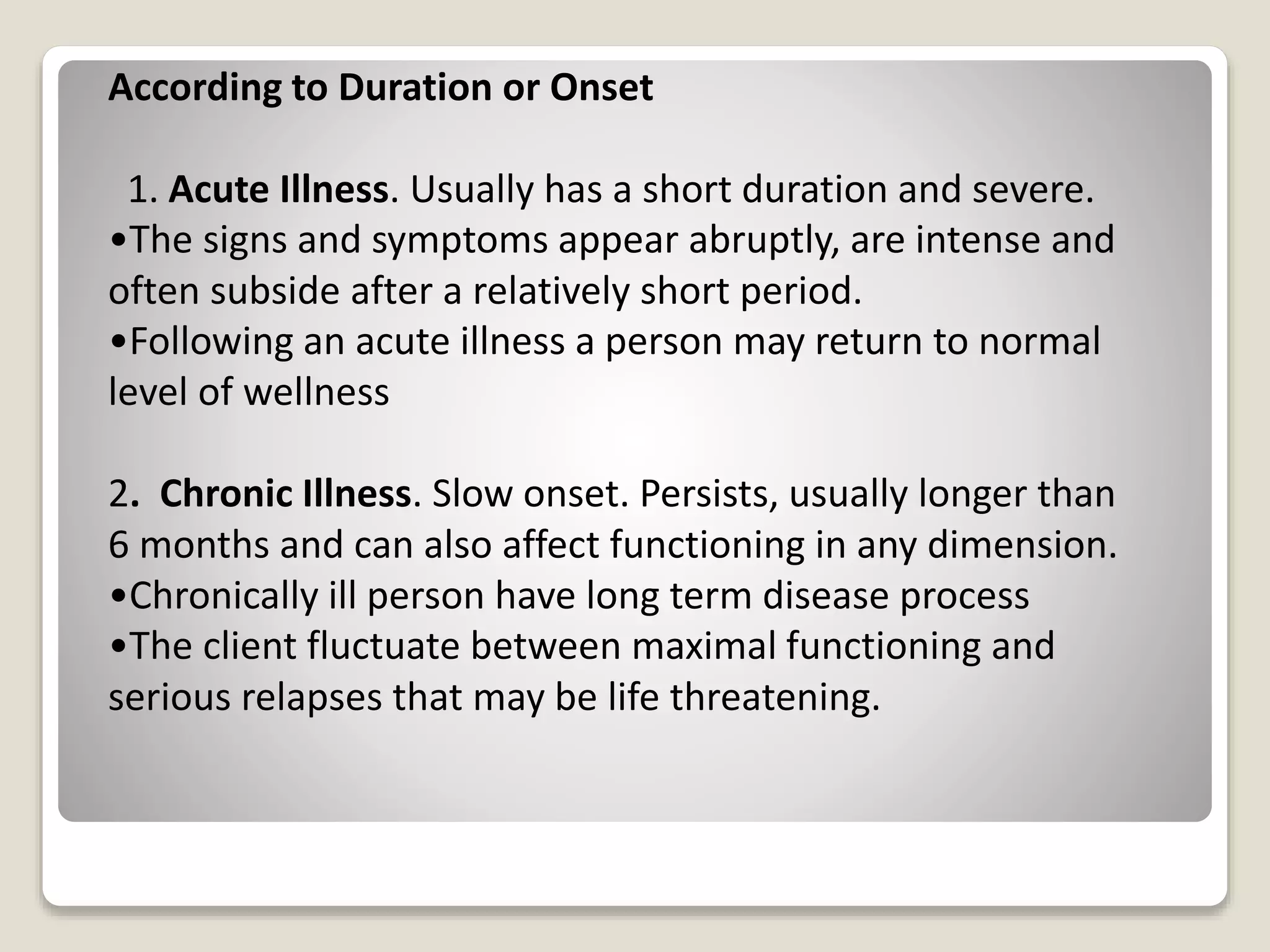 Concept of illness and chronic illness | PPTX | Diseases and Conditions ...