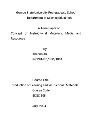 Concept of Instructional Materials, Media and Resources.pdf
