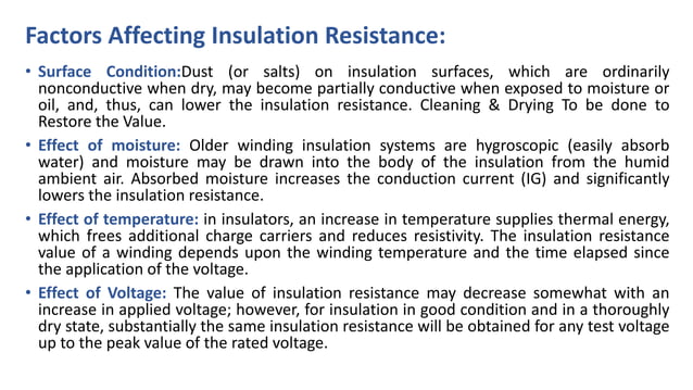 Concept of insulation resistance & Polarization Index | PPTX | Indoor ...