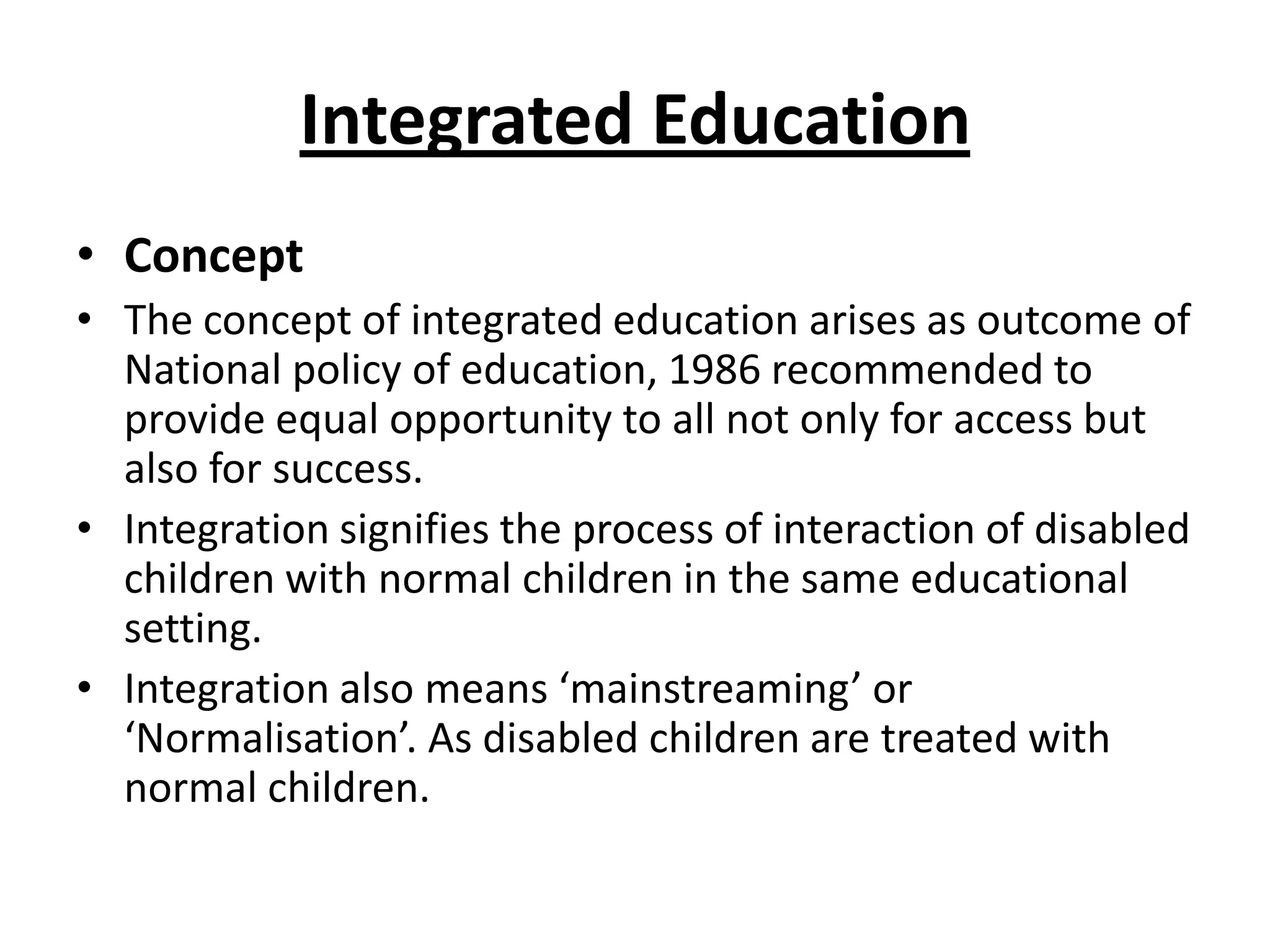 Concept of integrated education | PPTX