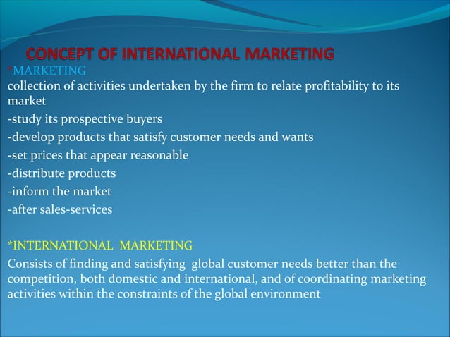 international marketing concepts | PPT | Business | Business and Finance