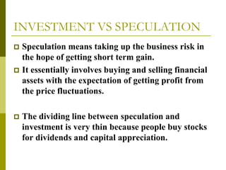 Concept of Investment | PPT