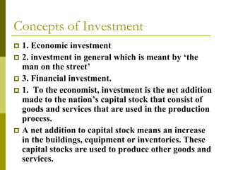 Concept of Investment | PPT