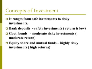 Concept of Investment | PPT