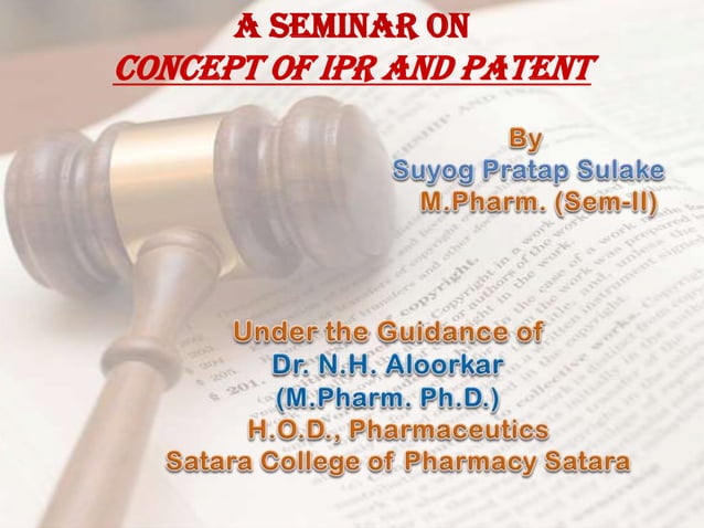 Concept of IPR and patent | PPTX | Industrial Property | Real Estate