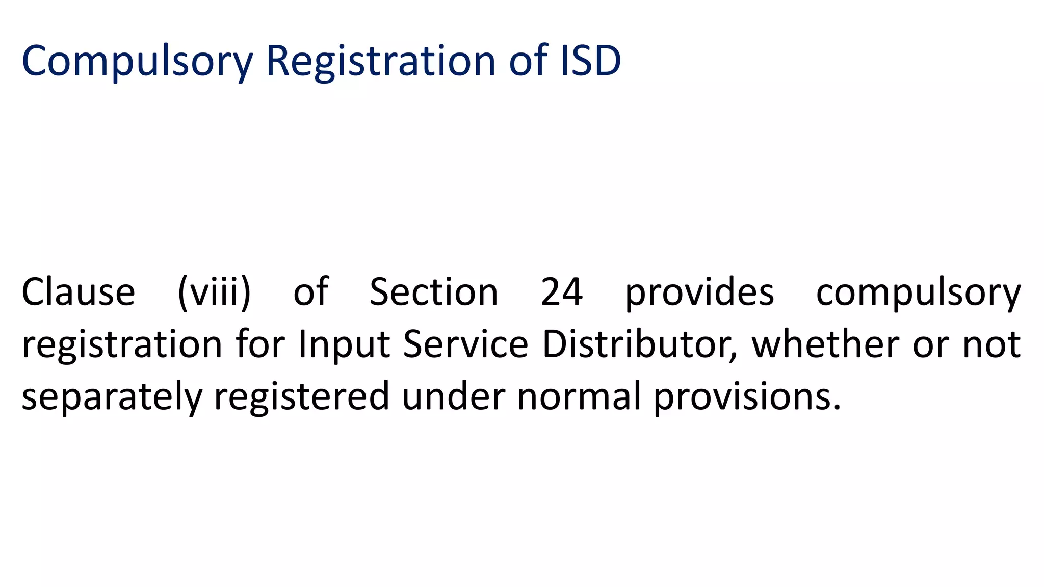 Concept of Input Service Distributor (ISD) in GST-PPT | PDF