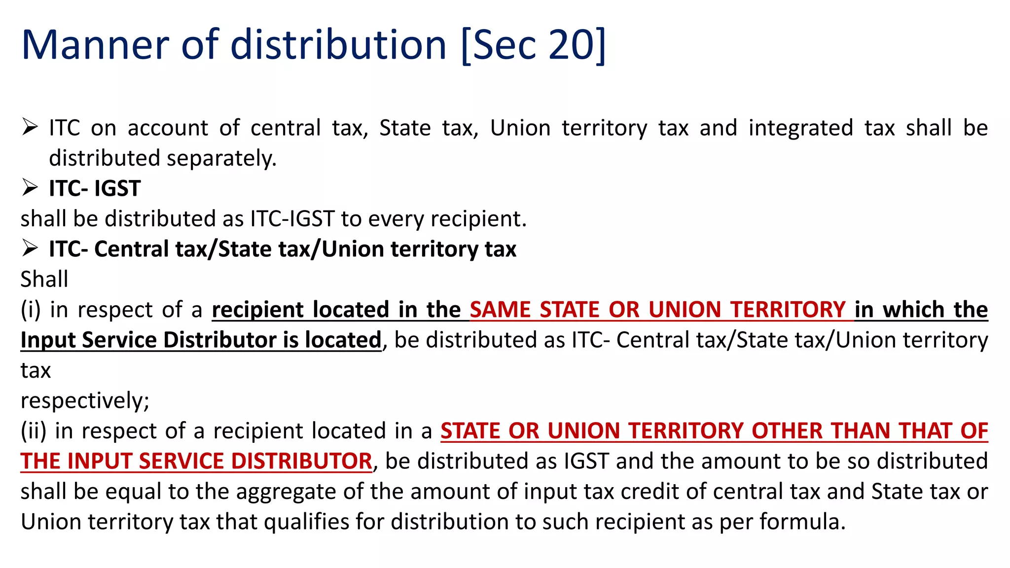 Concept of Input Service Distributor (ISD) in GST-PPT | PDF