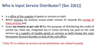 Concept of Input Service Distributor (ISD) in GST-PPT | PDF