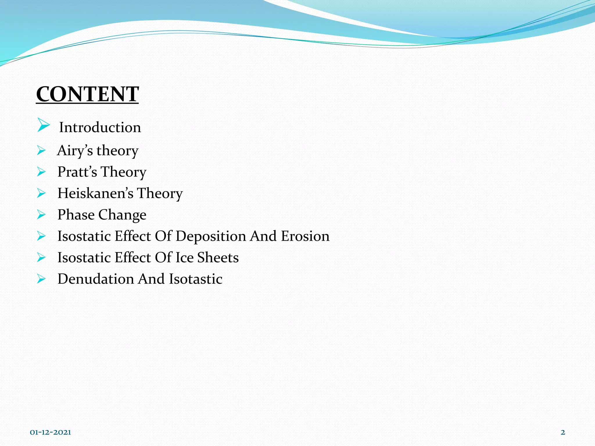 Concept of isostatic adjustment and isostatic models | PPTX