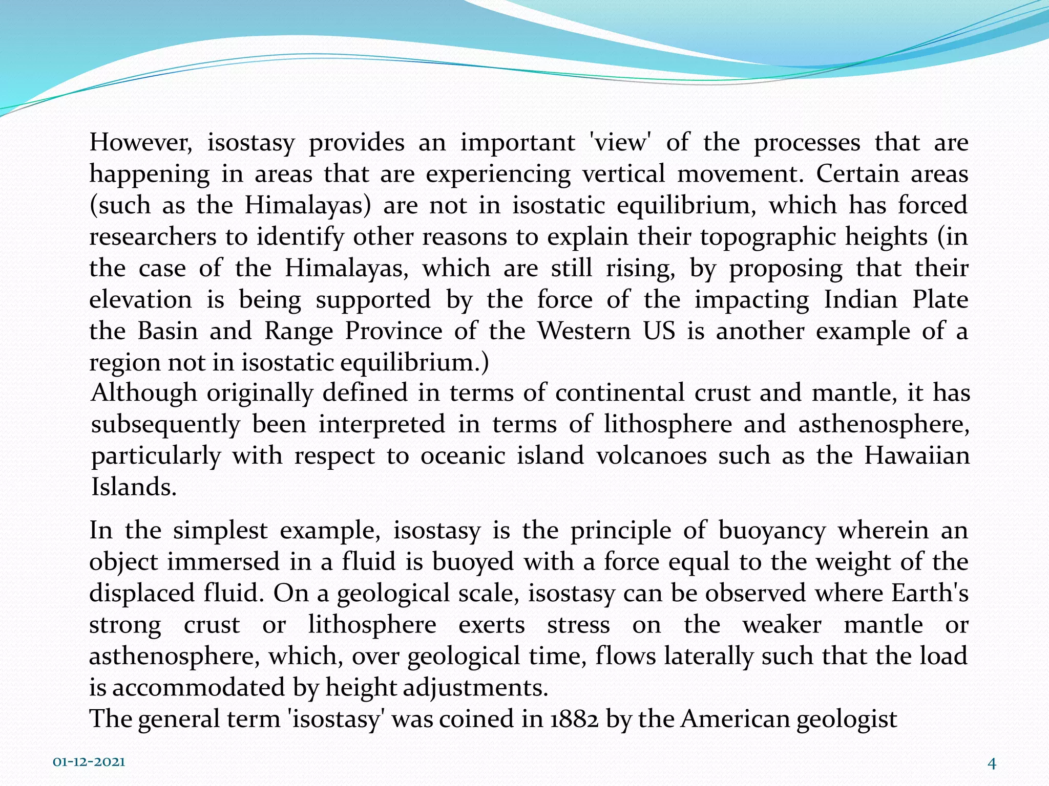 Concept of isostatic adjustment and isostatic models | PPTX