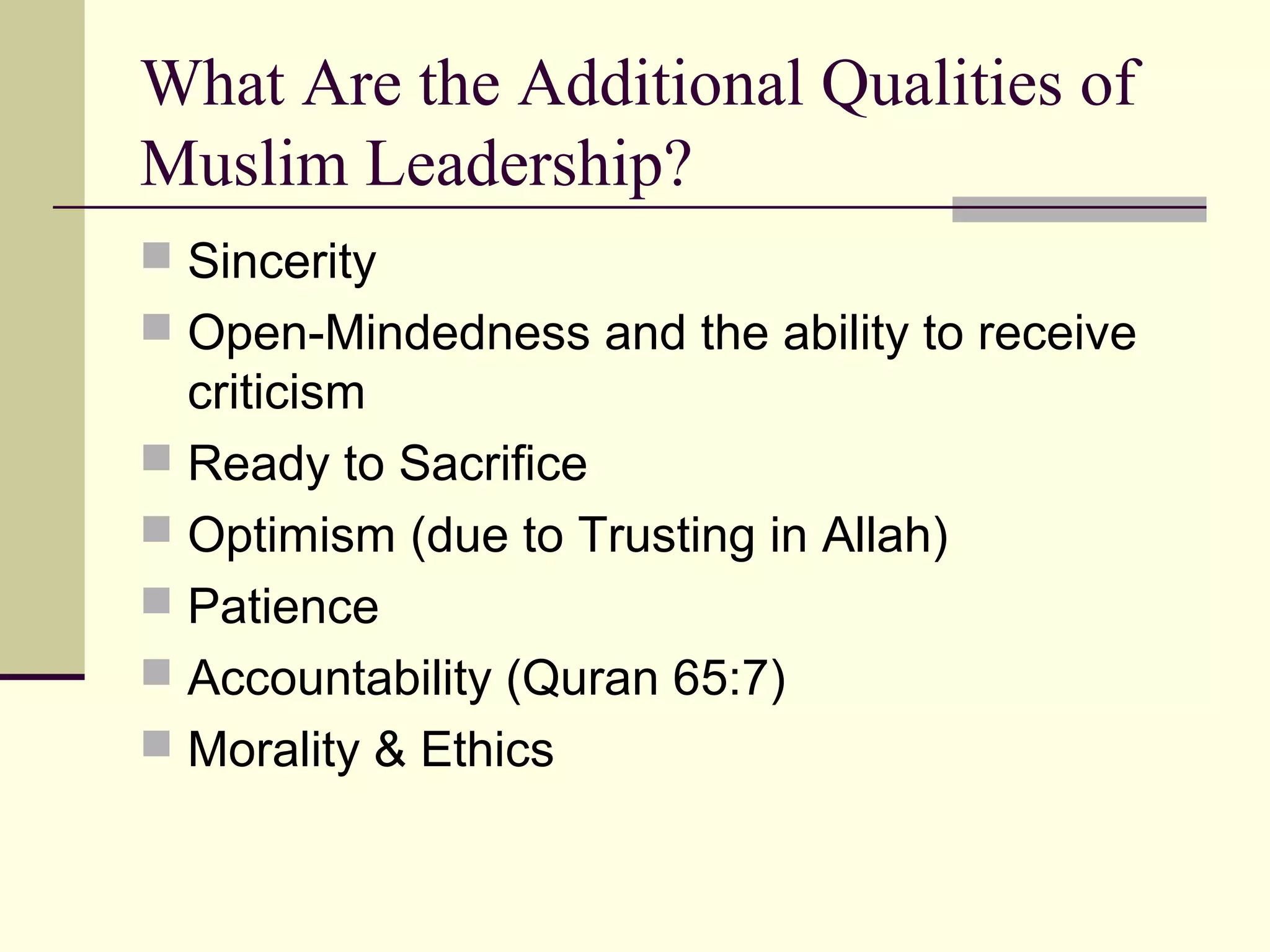 Concept of Leadership in Islam | PPT