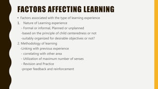 Concept of learning | PPTX | Educational Assessment | Education