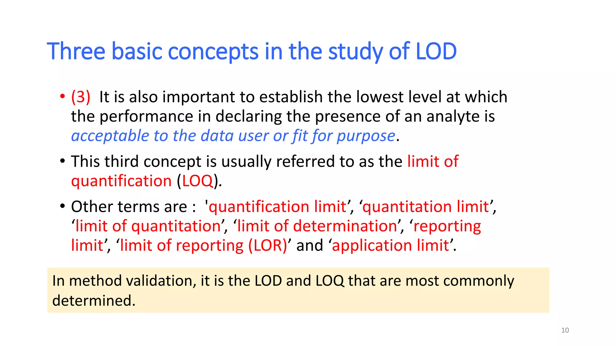 Concept Of Limit Of Detection Lod Ppt